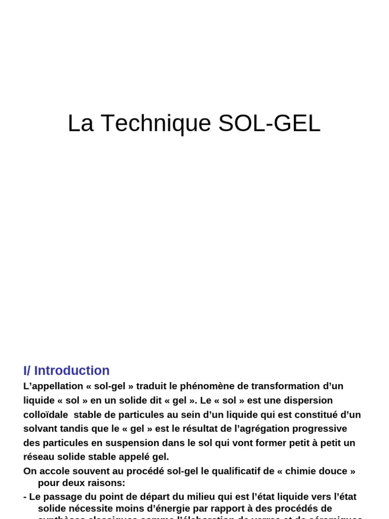 Sol Gel | PDF | Colloïde | Chimie