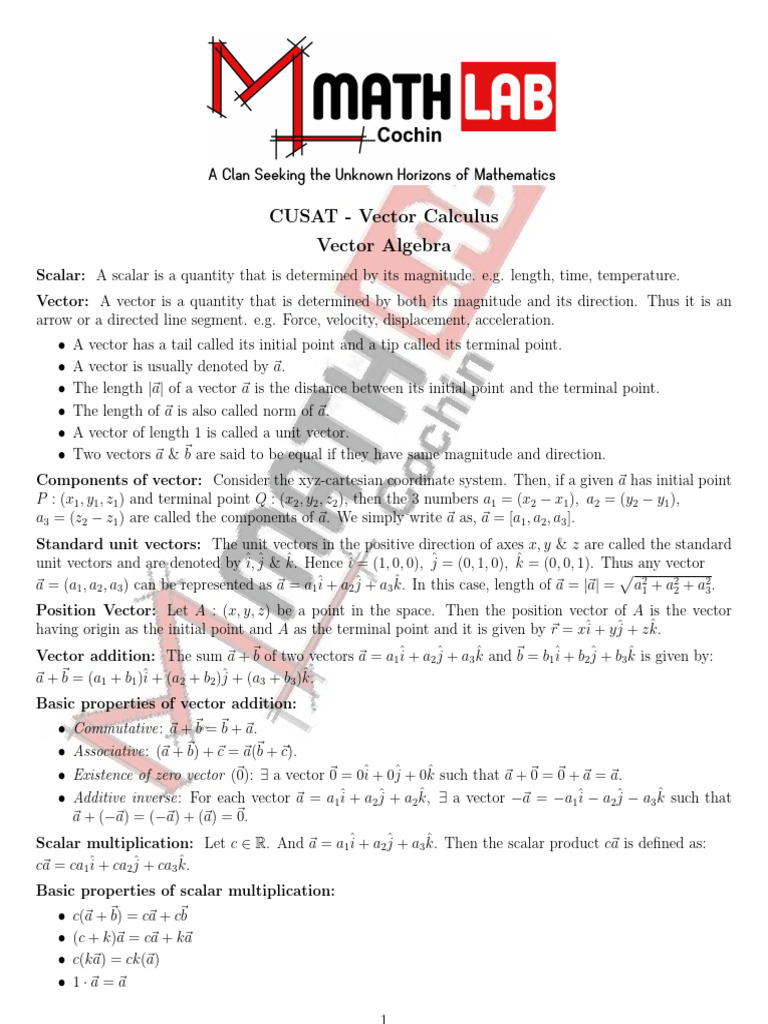 S 5 Vector Calculus Pdf Euclidean Vector Flux