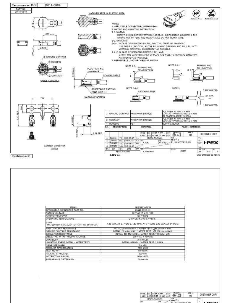 2d MHF 4 Plug Assembly 20611c3 | PDF | Electrical Connector ...