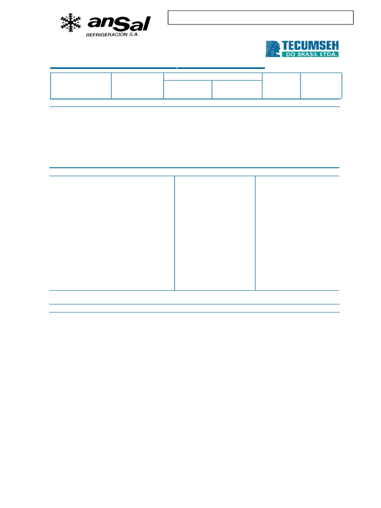 Tecumseh AE1380AS R12 1.4hp | PDF | Termodinámica | Mecánica de Medios ...
