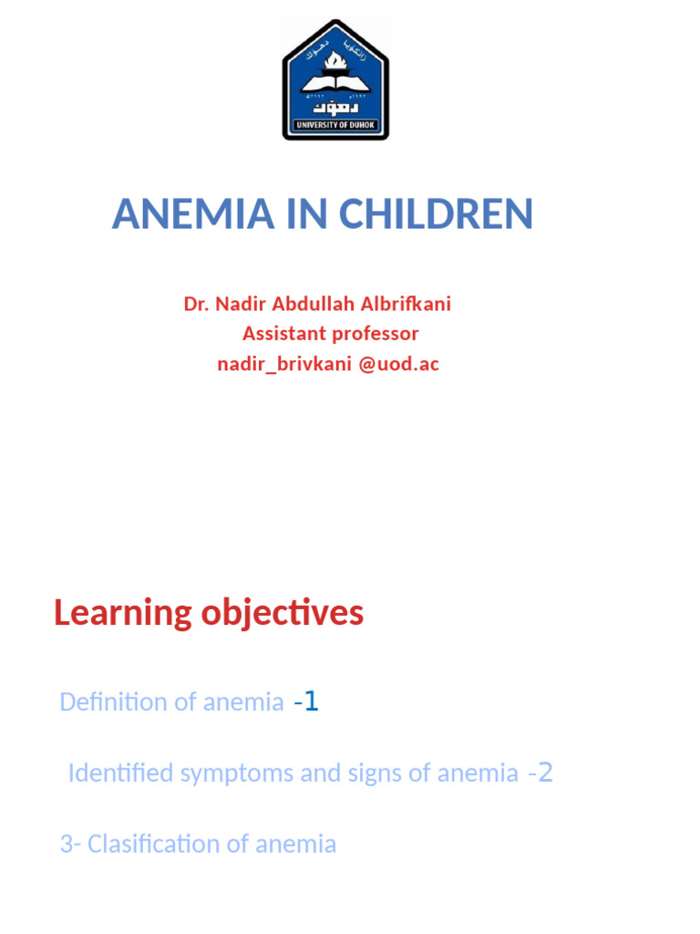 1 - Anemia in Children | PDF | Anemia | Hemoglobin