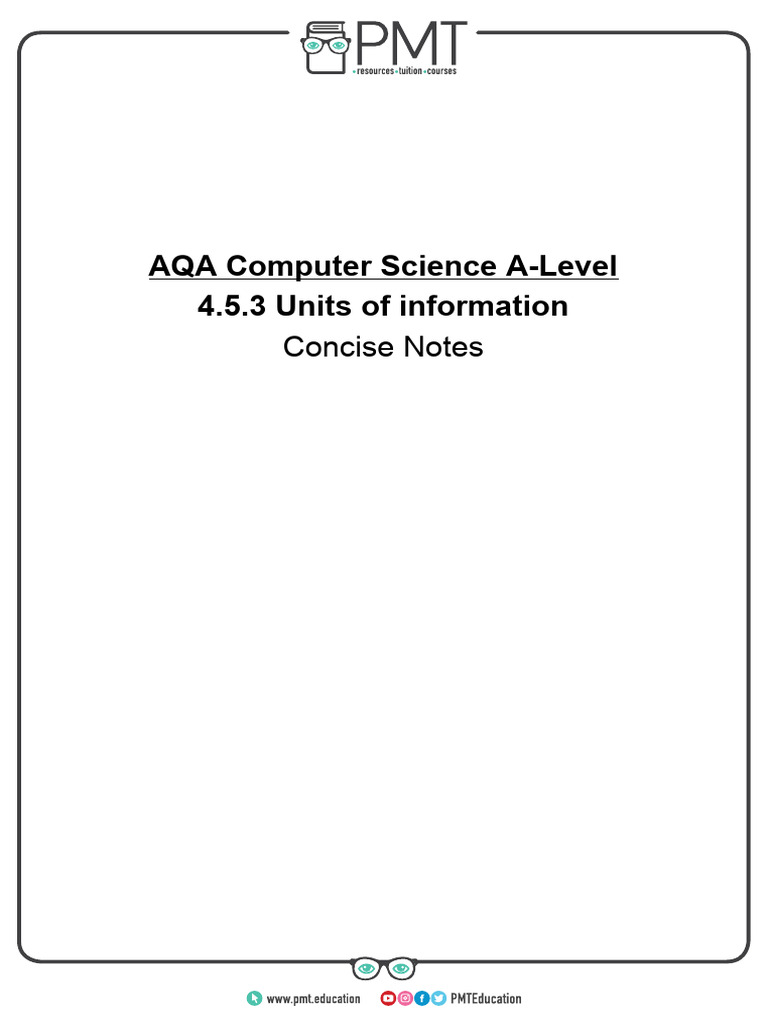 AQA A-Level Information Units Guide | PDF | Byte | Encodings
