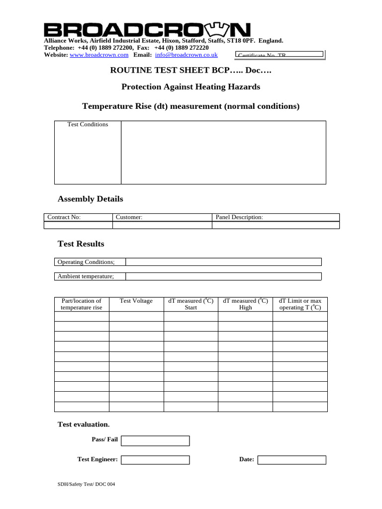 Heating Hazard Test Certificate | PDF
