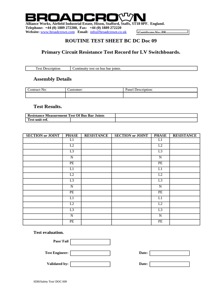 Primary Circuit Resistance Test | PDF | Telecommunications