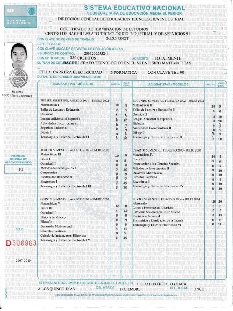 Certificado Wual CBTIS | PDF