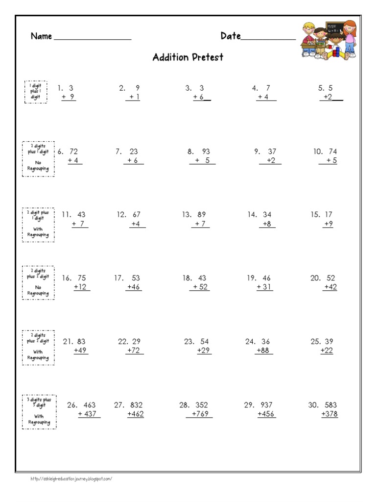 Addition and Subtraction Pretest | PDF | Arithmetic | Numbers