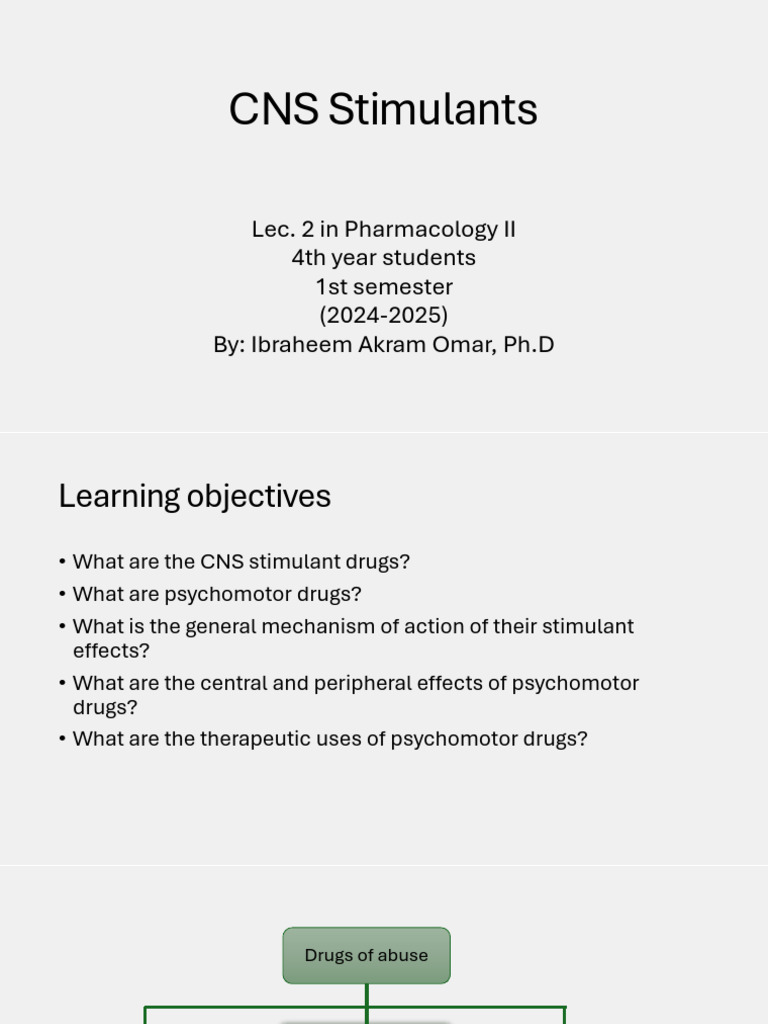 Overview of CNS Stimulants and Effects | PDF | Stimulant | Nicotine