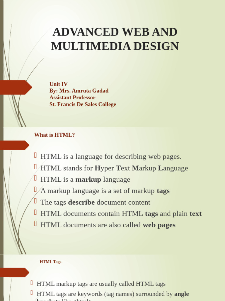Unit IV Advanced Web and Multimedia Design | PDF | Html Element | Html