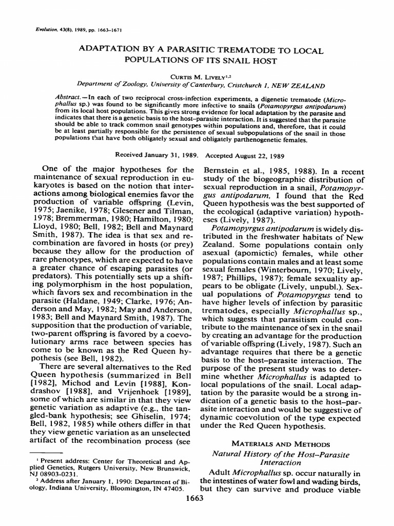 Penelitian Yang Membahas Pengaruh Infeksi Parasit Terhadap Sex Siput ...