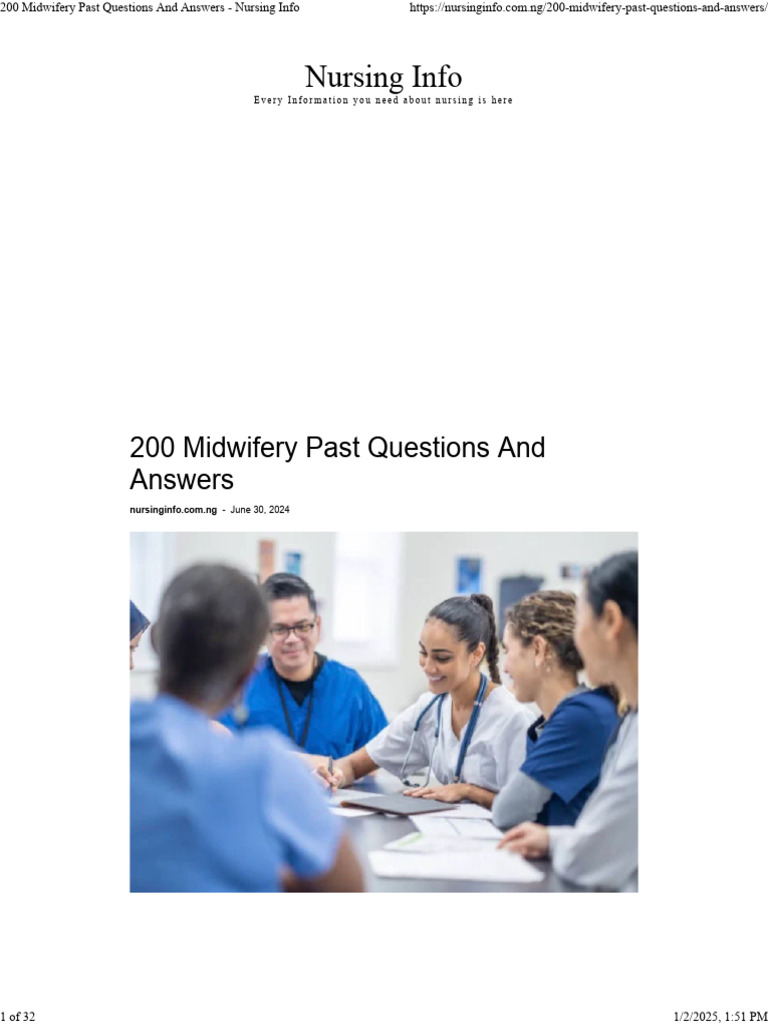 200 Midwifery Exam Questions & Answers | PDF | Childbirth | Shock ...