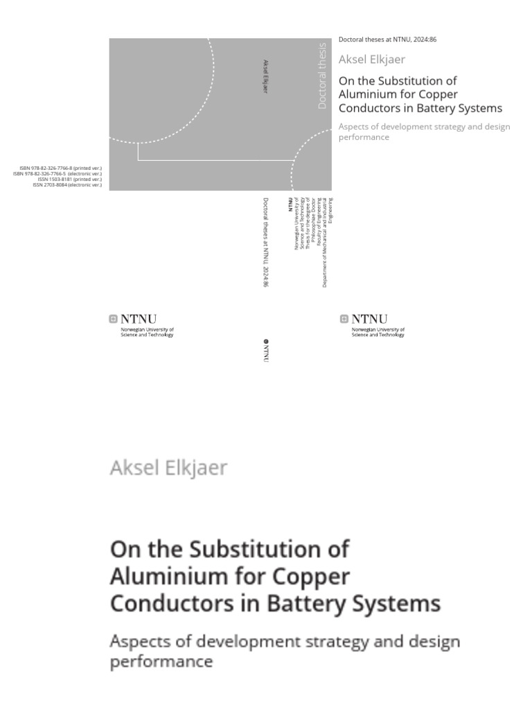 On The Substitution of Aluminium For Copper Conductors in Battery ...