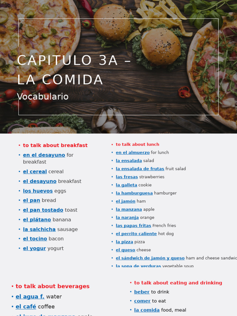 Capitulo 3A – La Comida | PDF