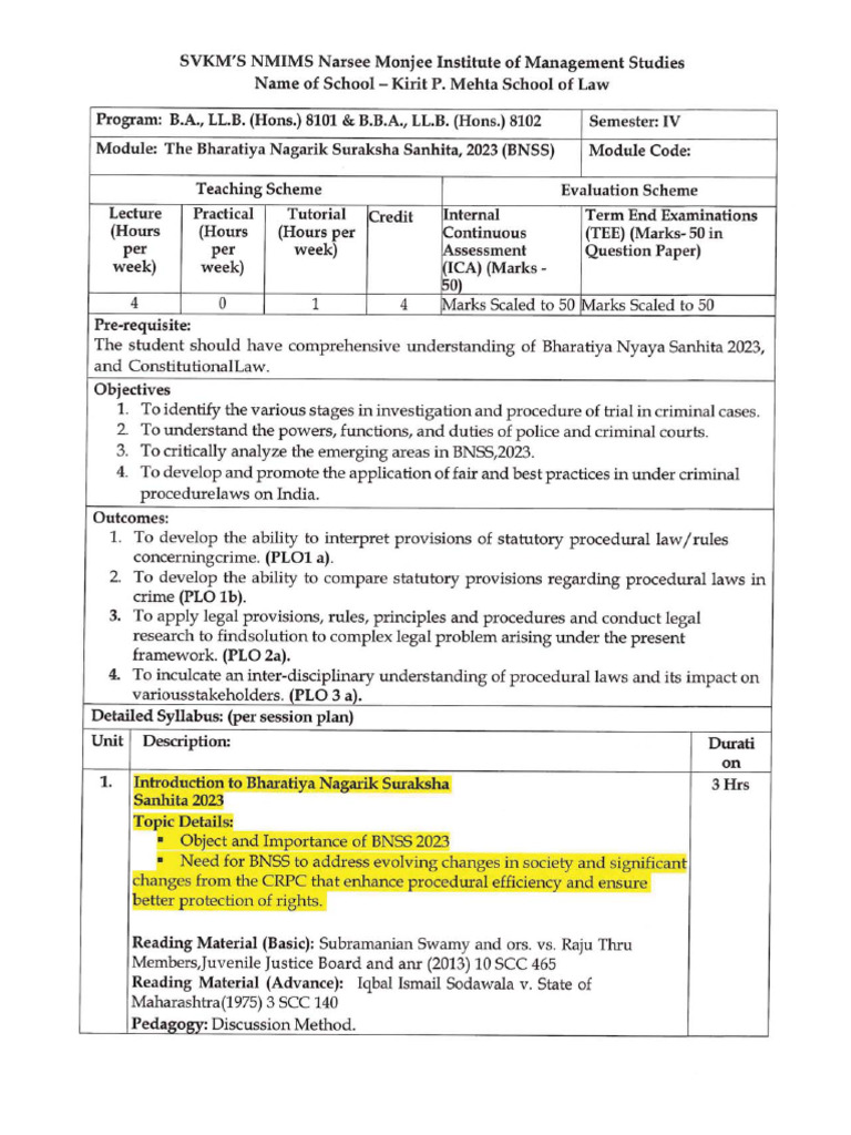 13 The Bharatiya Nagarik Suraksha Sanhita (BNSS) 2023 | PDF