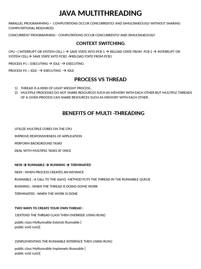JAVA MULTITHREADING | PDF