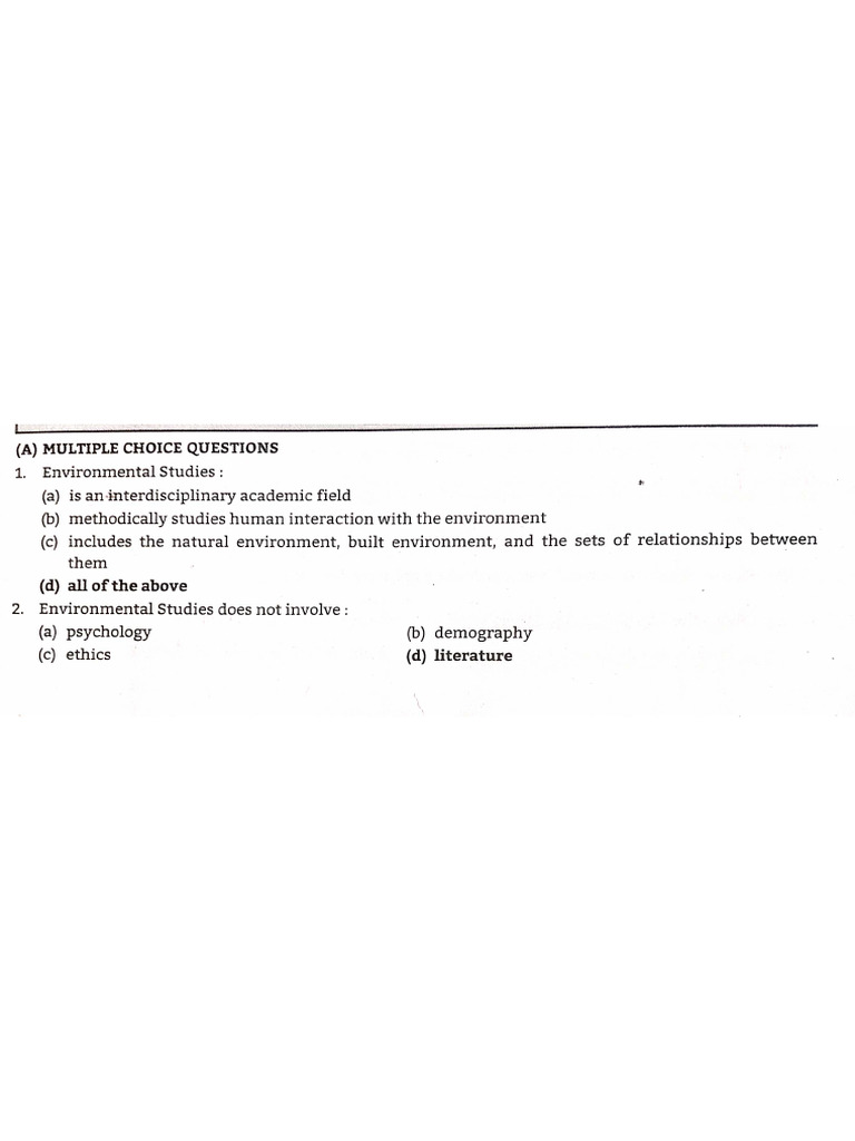 EVS Unit 1 MCQ | PDF EVS Unit 1 MCQ | PDF
