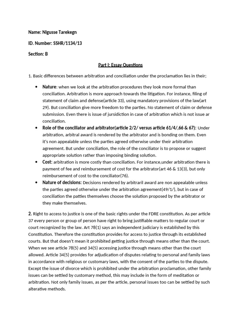 ADR Final Exam | PDF | Alternative Dispute Resolution | Arbitration
