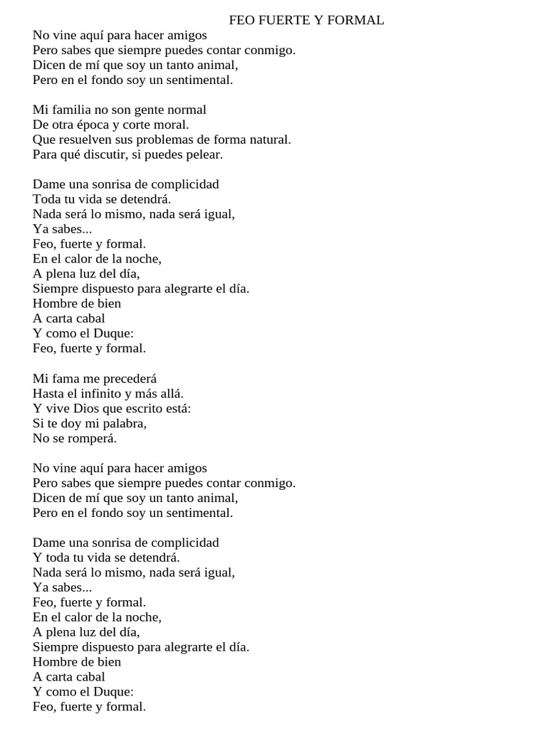 Feo, Fuerte y Formal: Un Hombre Singular | PDF