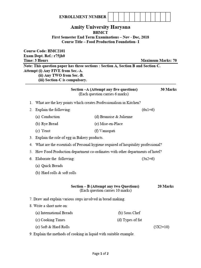 BHMCT-I Food Production Foundation - I - Out | PDF | Breads | Cooking