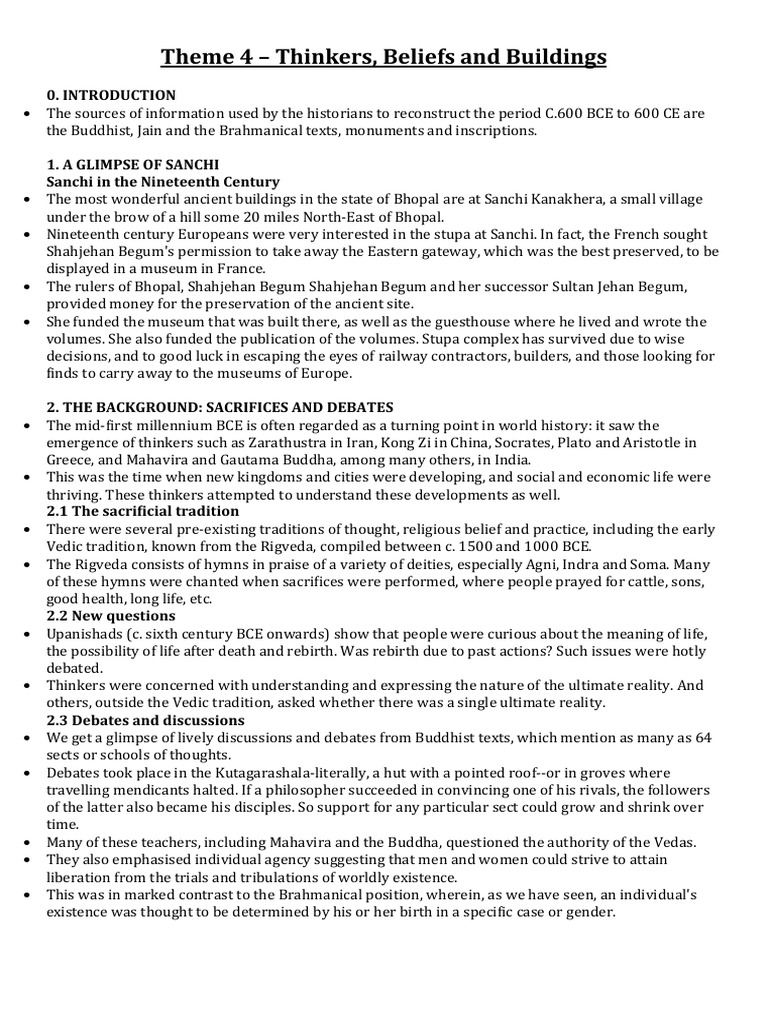 Theme 4 - Thinkers, Beliefs and Buildings | PDF | Vedas | Indian Philosophy