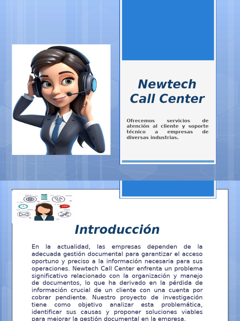 Presentación Del Proyecto: Newtech Call Center | PDF | Centro de llamadas | Business