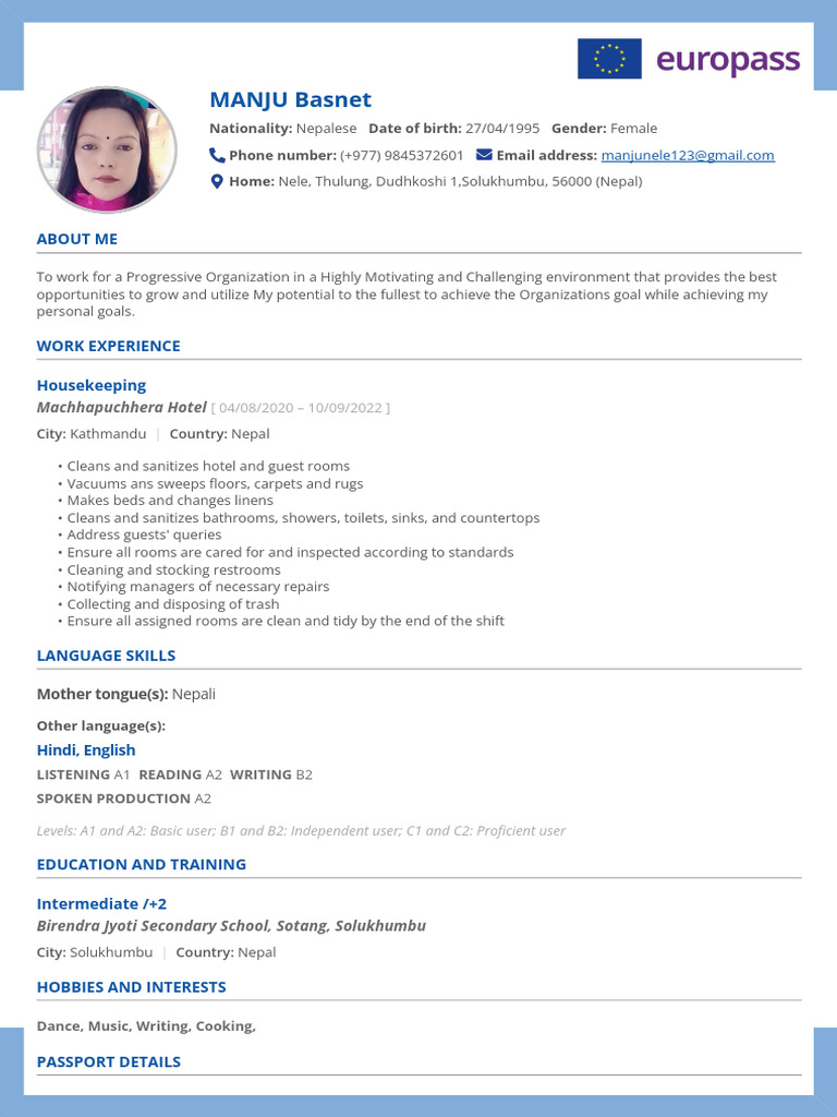 Manju Basnet (Houskeeping Cyprus ) | PDF