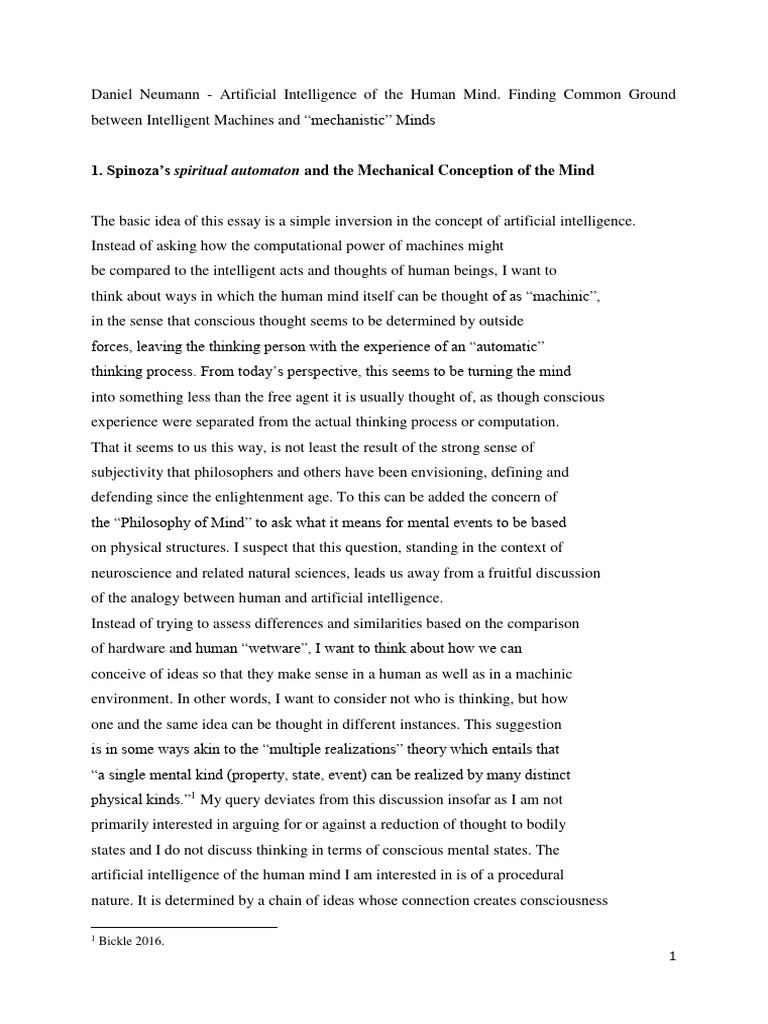 Artificial Intelligence Of The Human Min Pdf Idea Mind