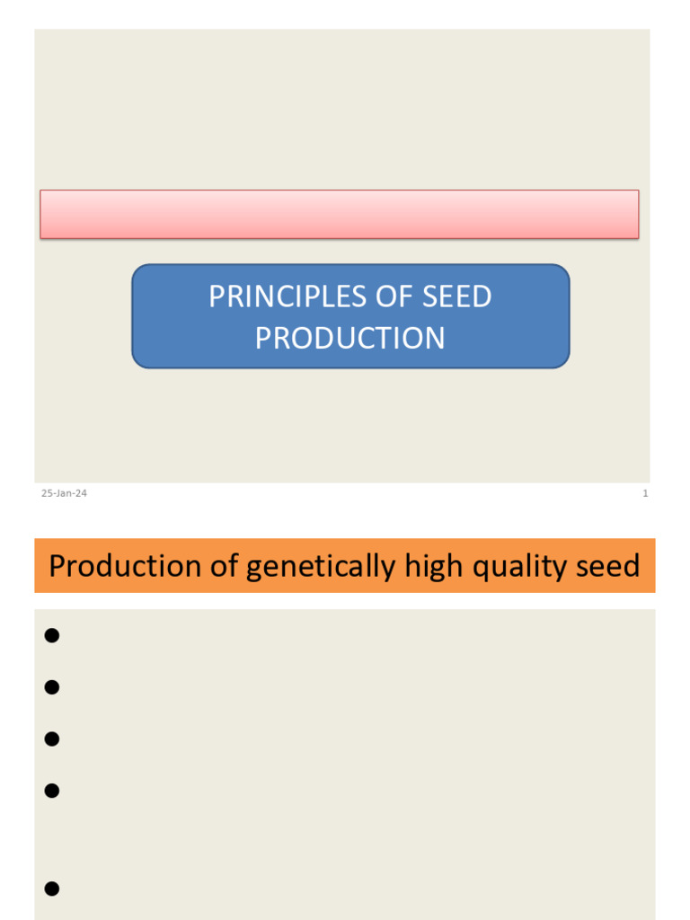 Genetic Principles of Seed Production | PDF | Plant Breeding | Seed