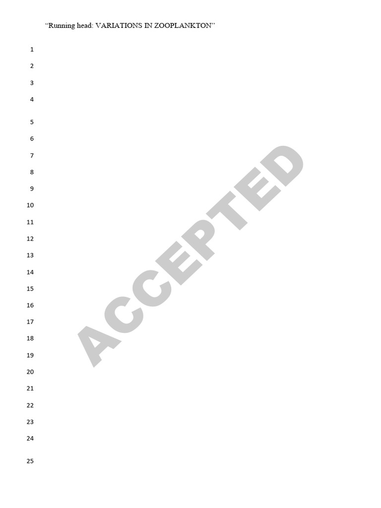Accepted Version_Tropical Ecology | PDF | Phytoplankton | Plankton