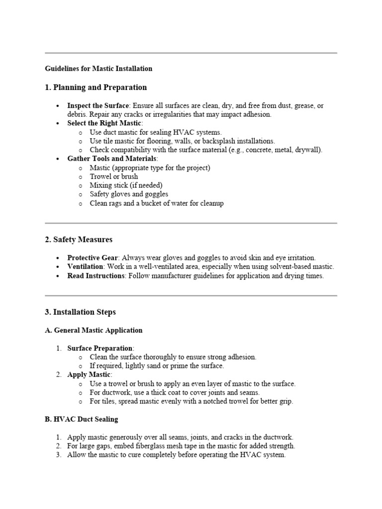 Mastic Installation | PDF | Duct (Flow) | Building Engineering
