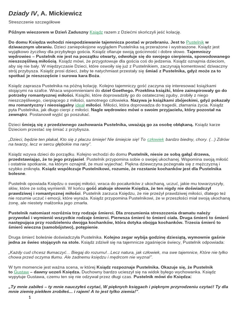 Dziady IV, A.Mickiewicz | PDF