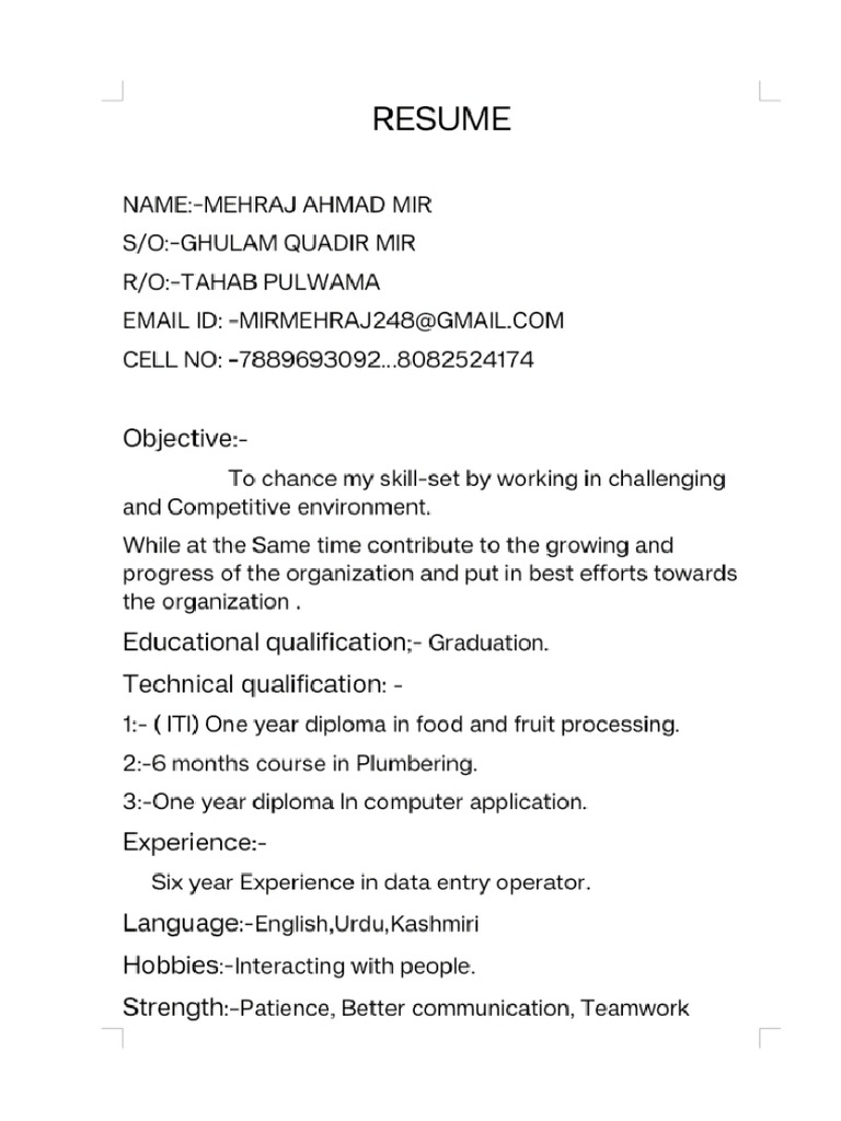 Resume 2 | PDF