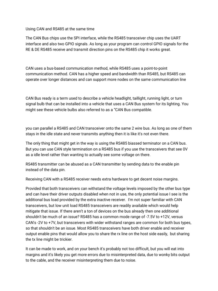 CAN and RS485 | PDF | Computer Engineering | Digital Technology