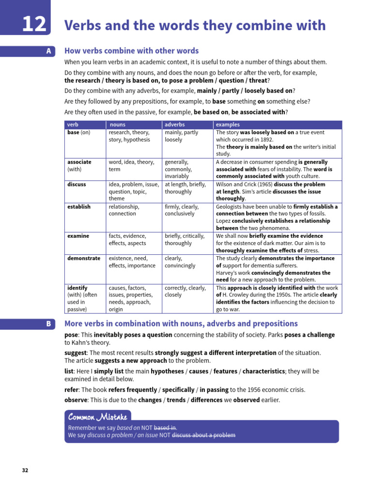 verbs and the words they combine with (2) | PDF | Verb | Theory
