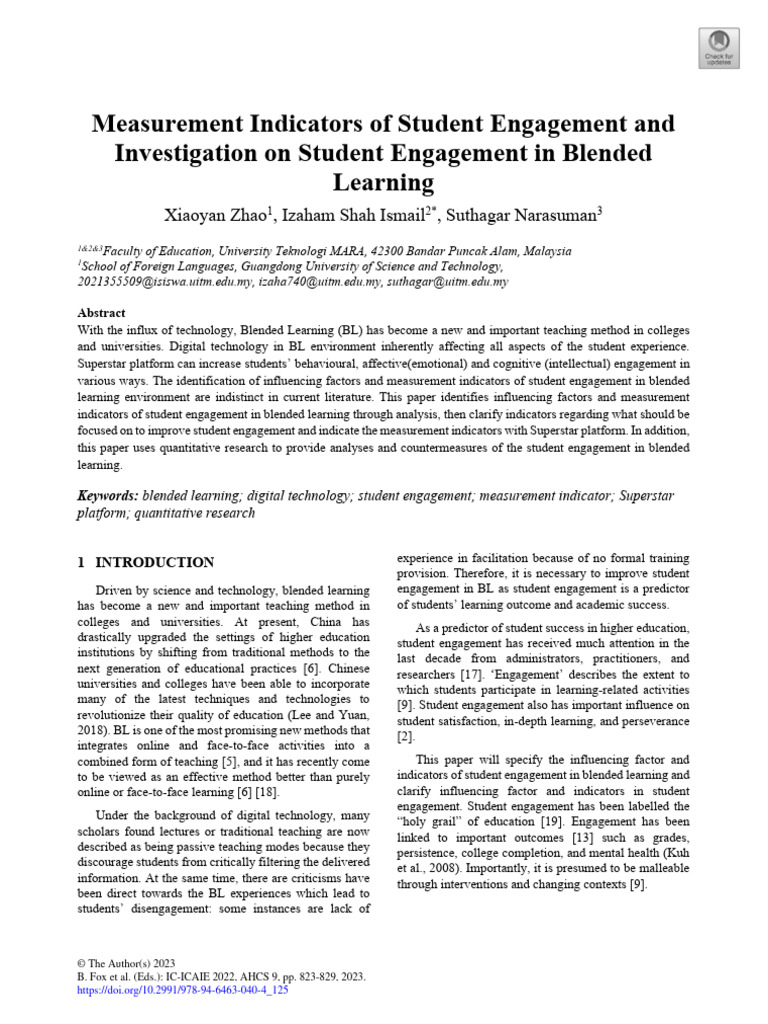 Measurement Indicators of Student Engagement and I | PDF | Learning ...