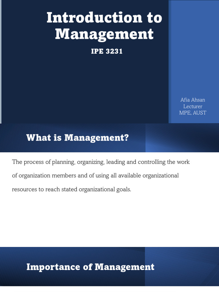 Introduction To Management | PDF | Goal | Employment