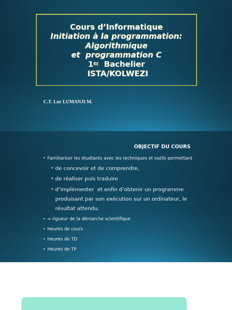 COURS D'ALGORITHME ET PROGRAMMATION 2022-1 | PDF | Programmation informatique | Informatique