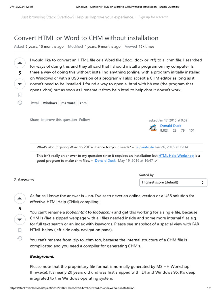 Windows - Convert HTML or Word to CHM Without Installation - Stack Overflow | PDF | System ...
