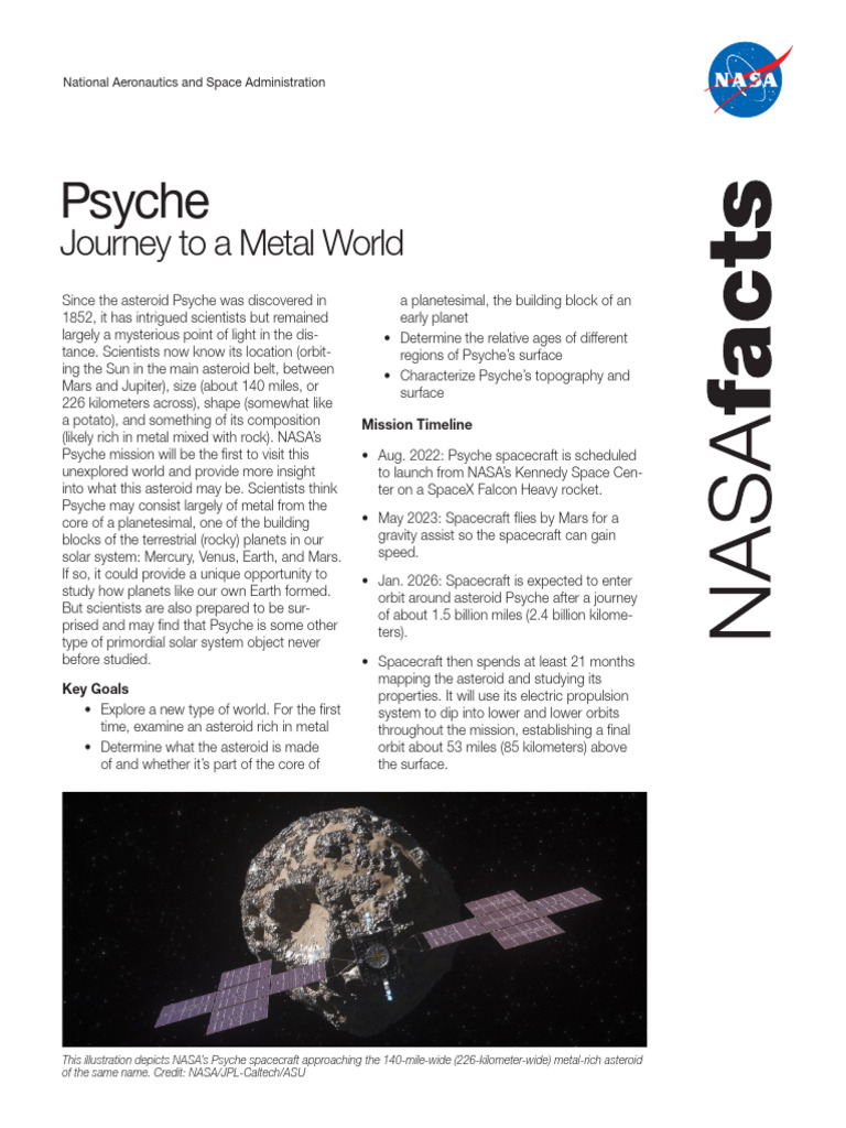Psyche_Fact_Sheet | PDF | Nasa | Spacecraft