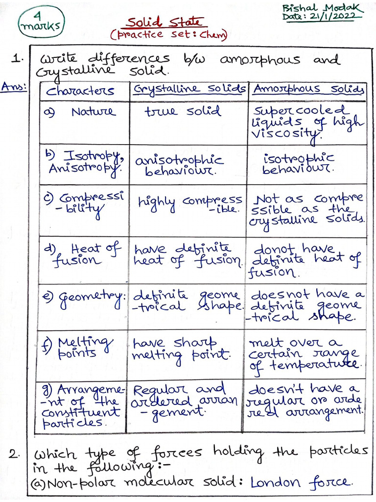 Solid State (Answers) | PDF