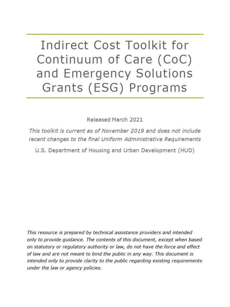 Indirect Cost Toolkit for CoC & ESG | PDF | Employee Benefits | Expense