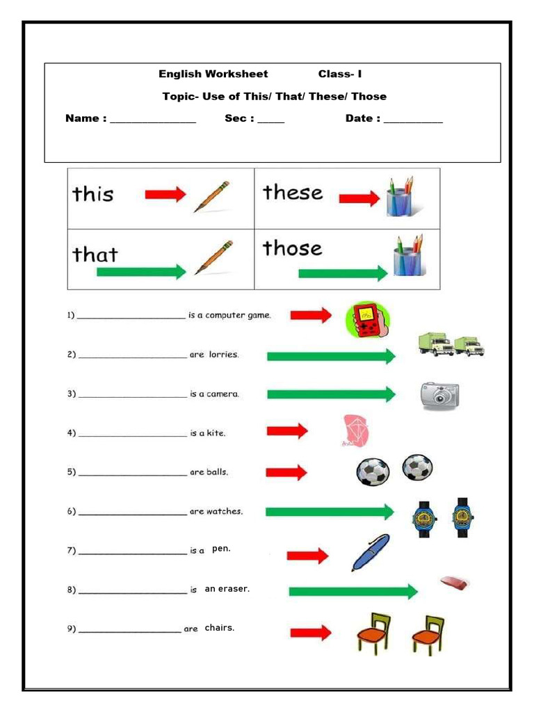 Class-1 English Worksheet | PDF