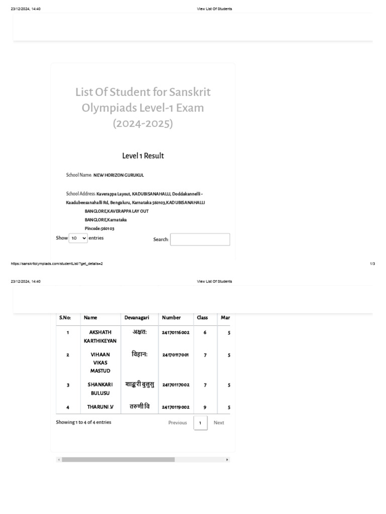 View List Of Students Pdf