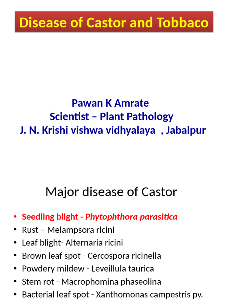 Diseases of Castor and Tobacco Crops | PDF | Microbiology | Organisms