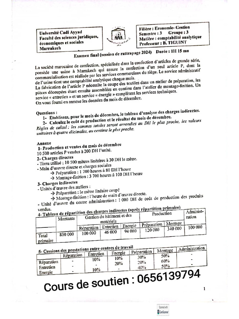 Correction Compta Analy Ratt 2024 | PDF
