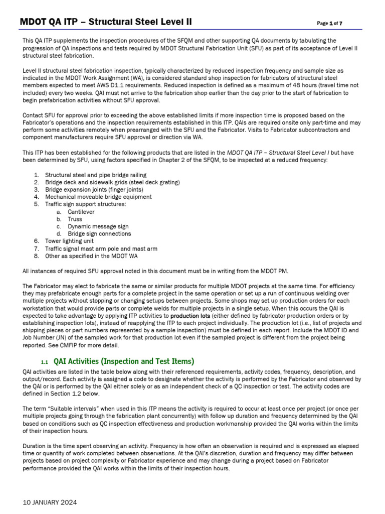Structural Steel ITP Level II | PDF | Nondestructive Testing | Welding