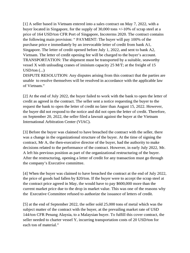 Đề Thi KDQT Năm Ngoái | PDF | Letter Of Credit | Business Law