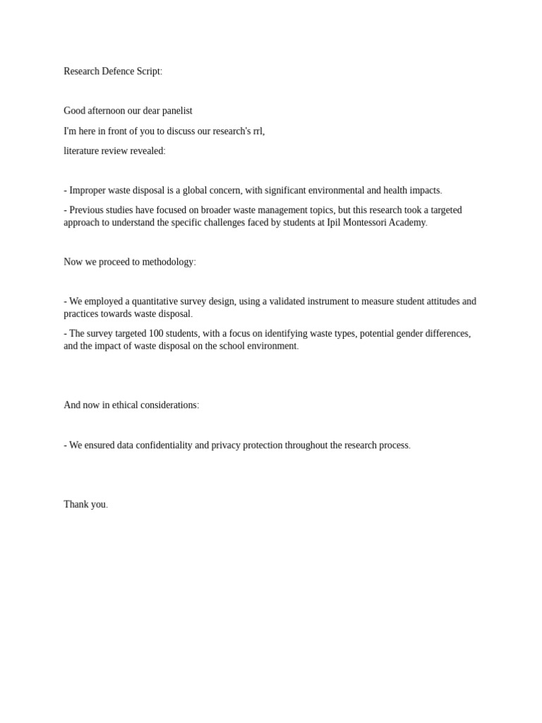 Research Defence Script | PDF