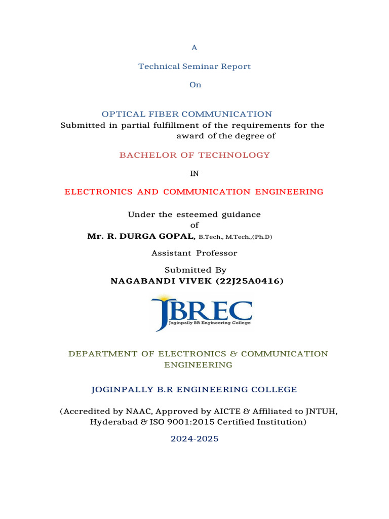 Optical fiber report | PDF | Optical Fiber | Optics