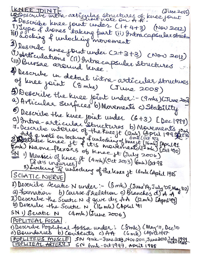 Lower Limb MUHS Questions | PDF