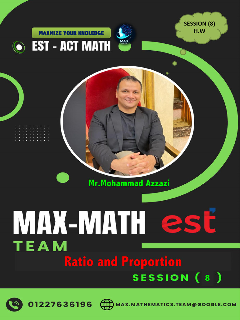 EST 1 Math Session 8 Homework 15-9-2024 | PDF